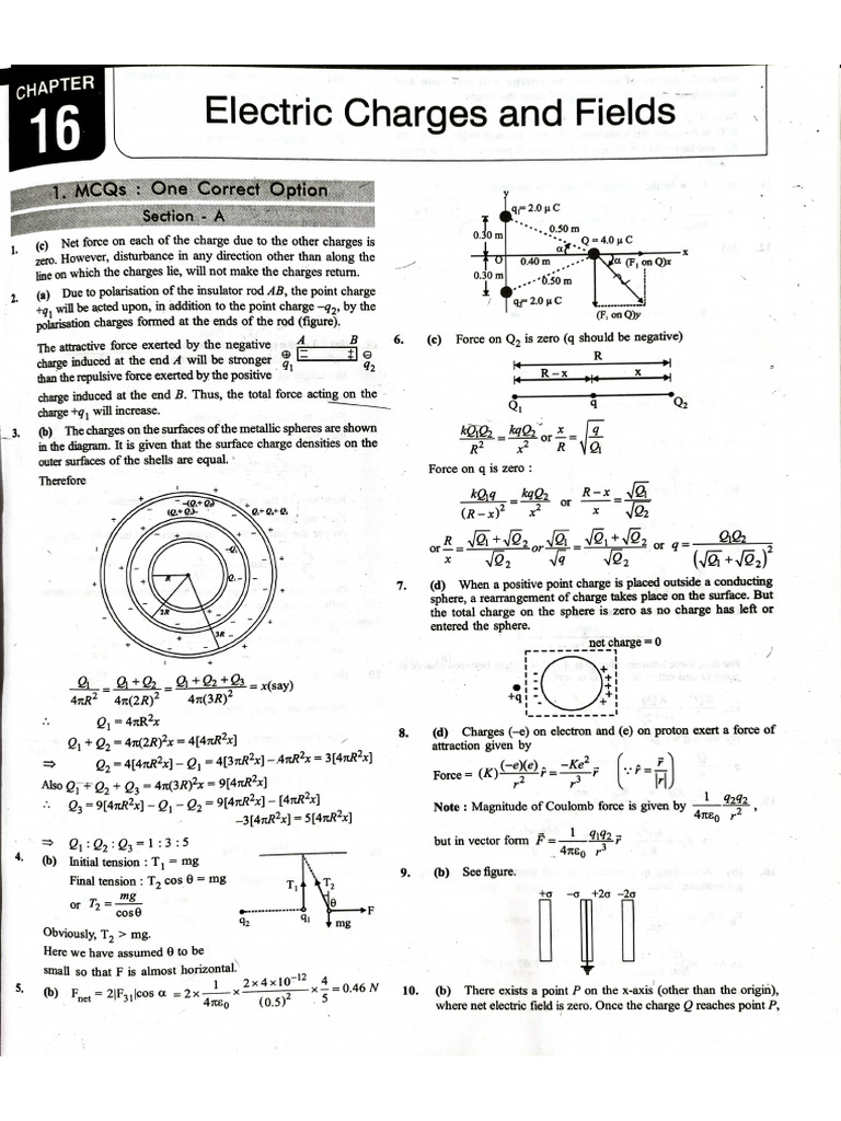 Physics-Electrostatics (1) Hints and Solutions. | PDF