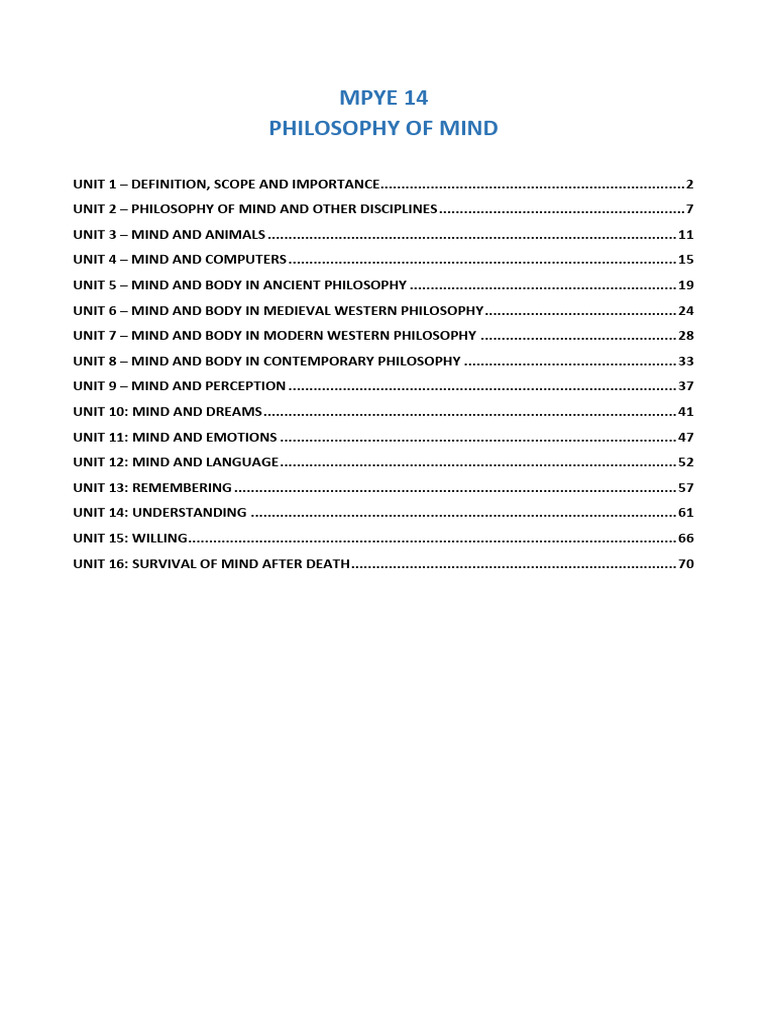 Philosophy of Mind: Key Concepts & Theories | PDF | Philosophy Of Mind ...