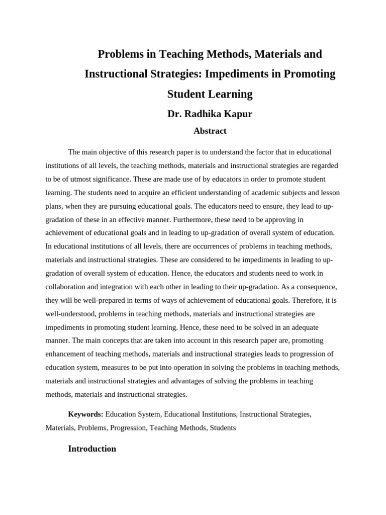 Problems in Teaching Methods 2 | PDF | Teaching Method | Teachers