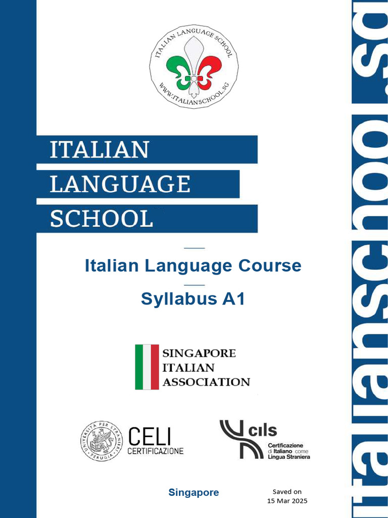 ILS Italian Course A1 Syllabus | PDF | Italian Language | Verb