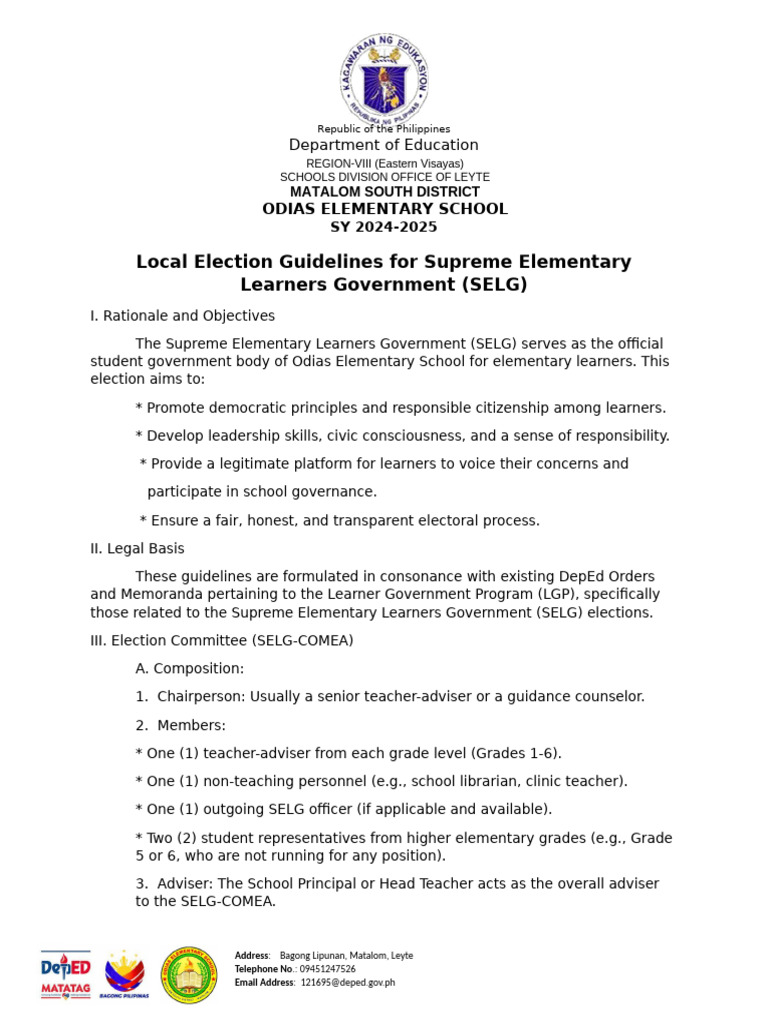 SELG Election Guidelines for Leyte 2025 | PDF | Voting | Ballot