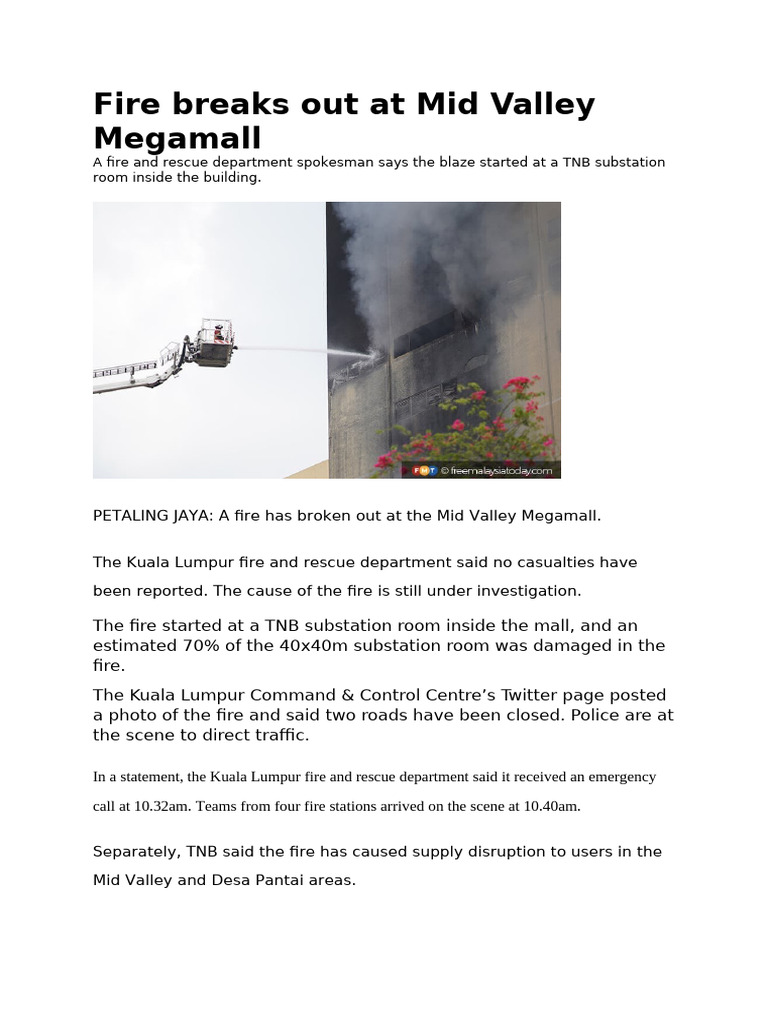 Fire Breaks Out at Mid Valley Megamall | PDF