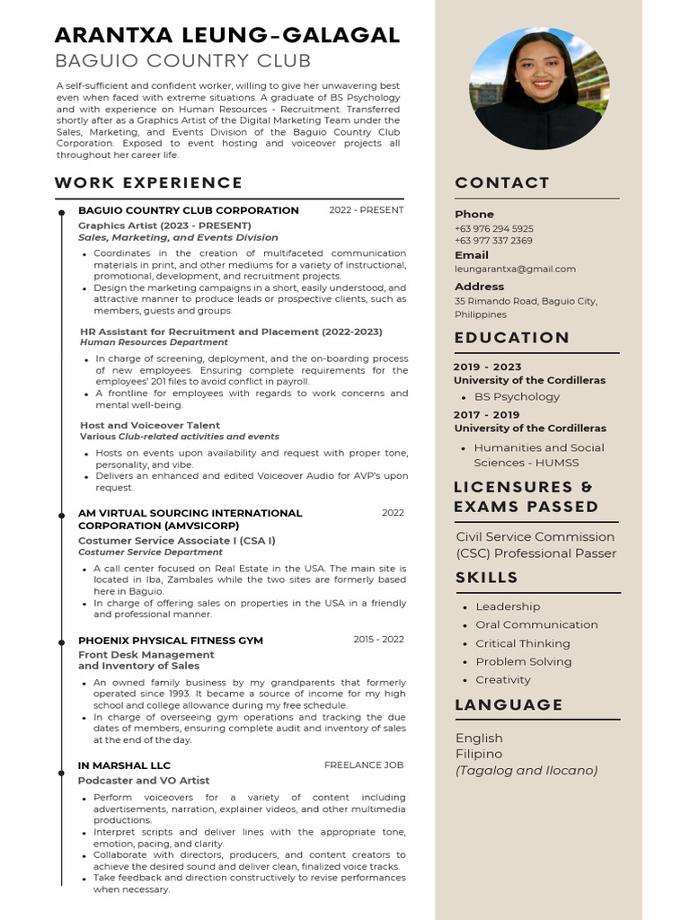 Arantxa Leung-Galagal Resume | PDF | Human Resources