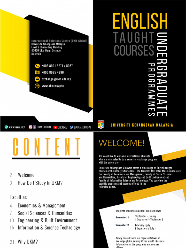 UKM English Taught Courses Handbook | PDF