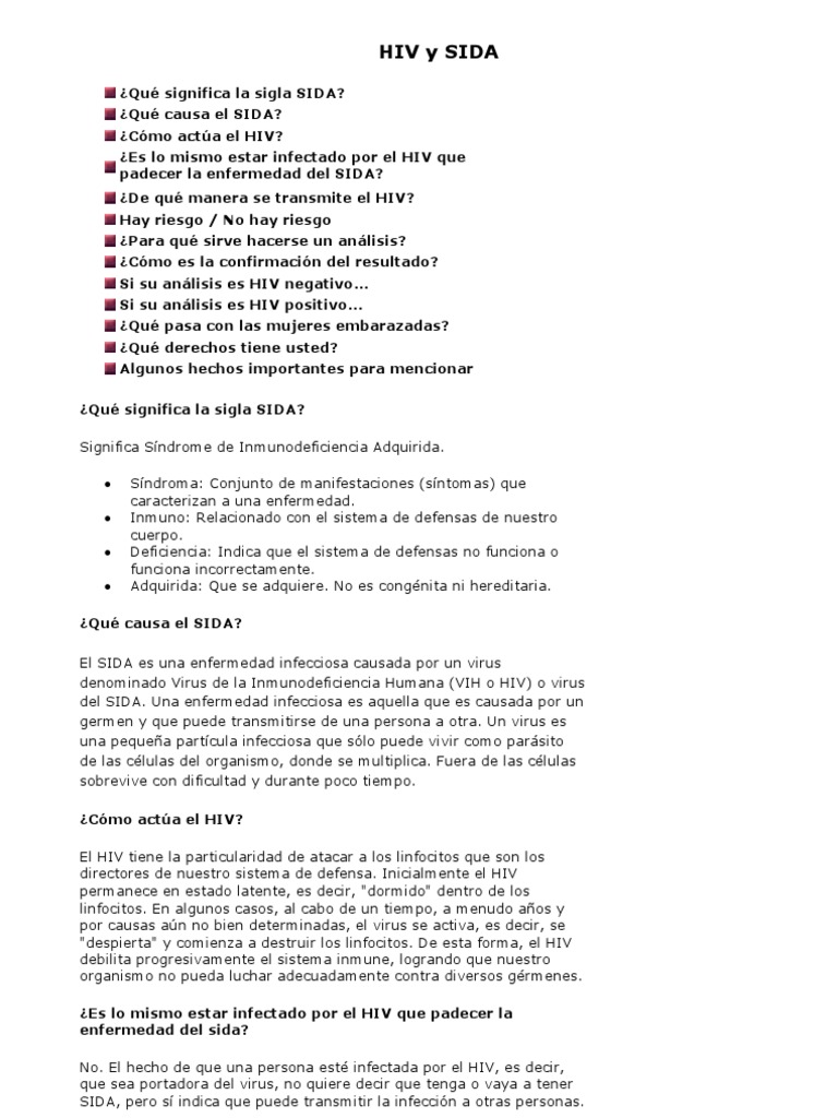 HIV y SIDA | PDF | VIH | VIH / SIDA