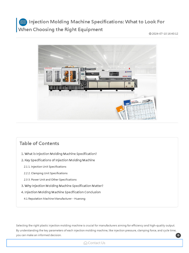 Injection Molding Machine Specifications - What To Look For When ...