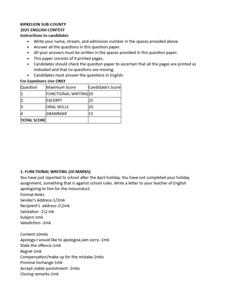 KIPKELION 2025 ENGLISH CONTEST INSTRUCTIONS | PDF | Ellipsis | Poetry