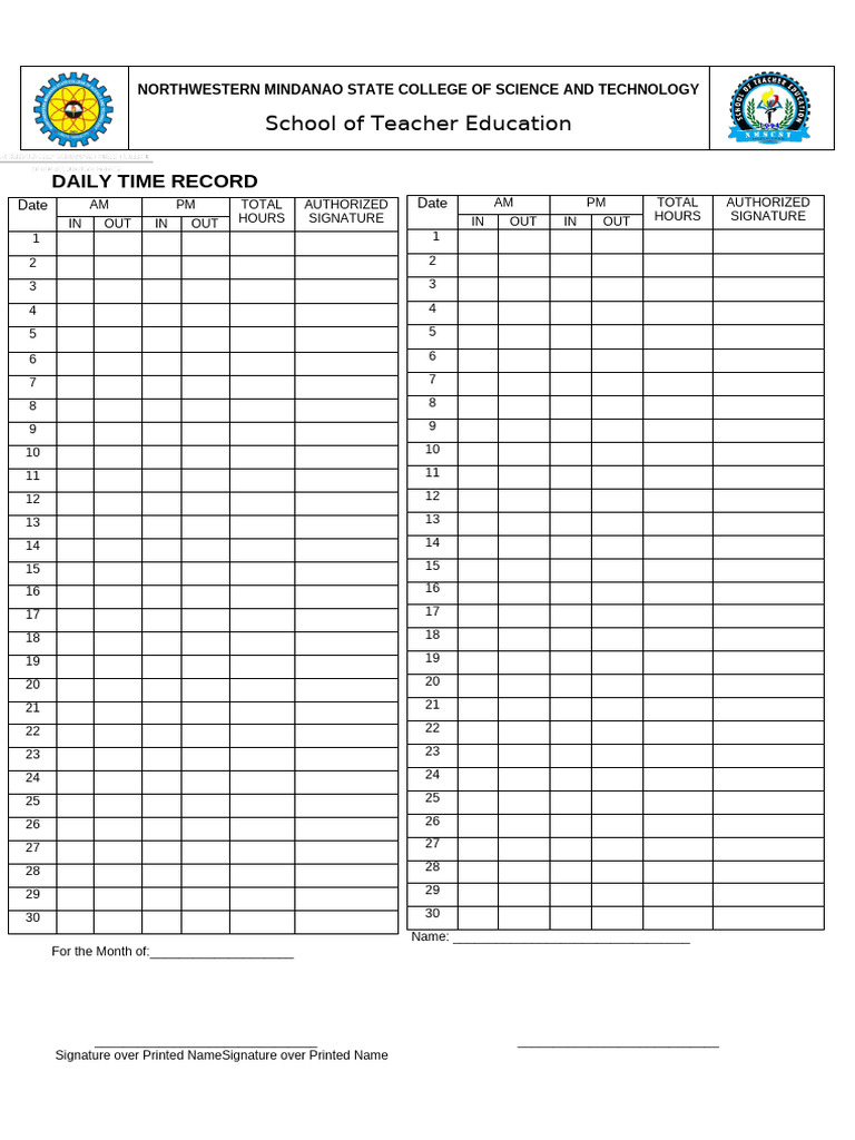 Daily Time Record | PDF