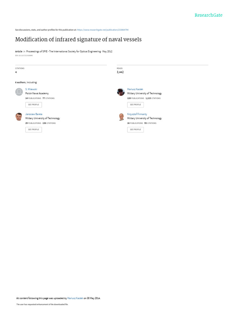 Modification of Infrared Signature of Naval Vessels | PDF | Infrared ...