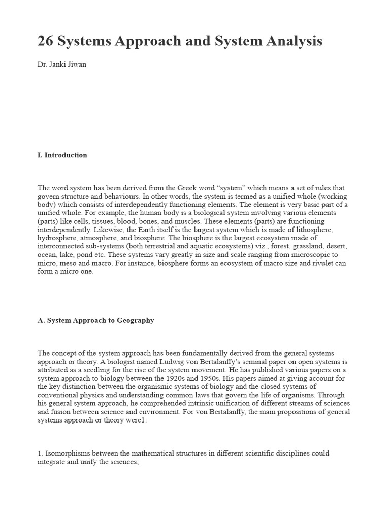 Systems Approach and System Analysis | PDF | System | Economics