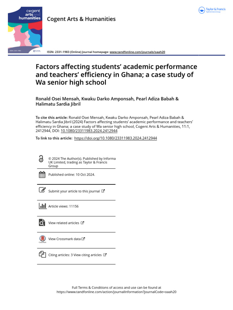 Factors Influencing Academic Success in Ghana | PDF | Self Efficacy ...
