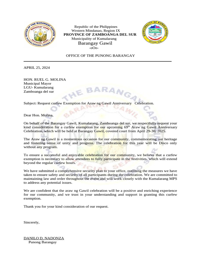 Curfew Exemption Letter | PDF