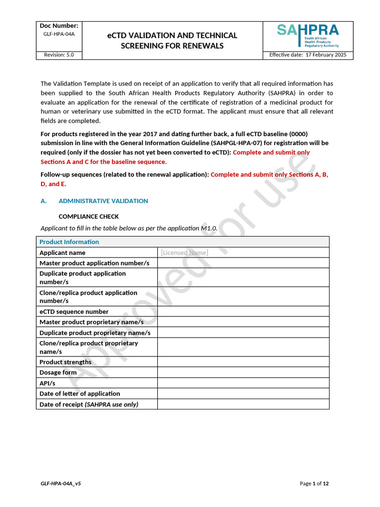 Renewals Validation Template For ECTD | PDF | Optical Character ...