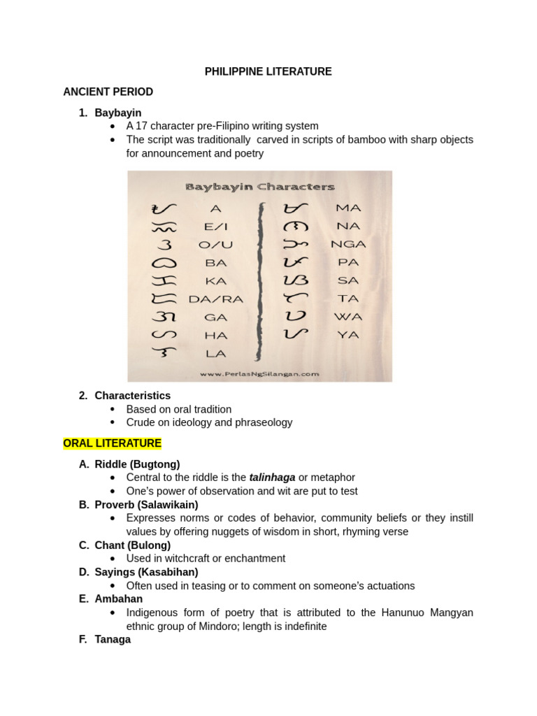 Ancient Philippine Literature Overview | PDF | Poetry | Oral Tradition