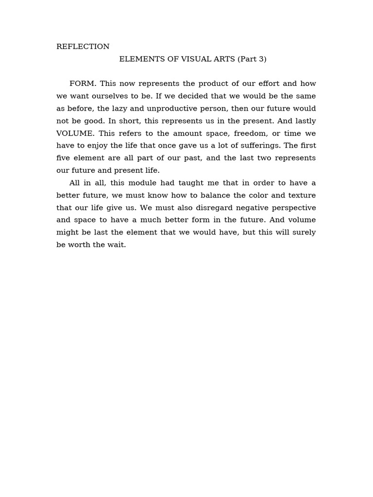 Elements of Visual Arts (Part 3) Reflection | PDF
