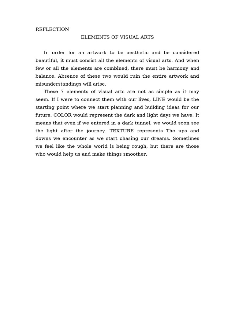 Elements of Visual Arts Reflection | PDF