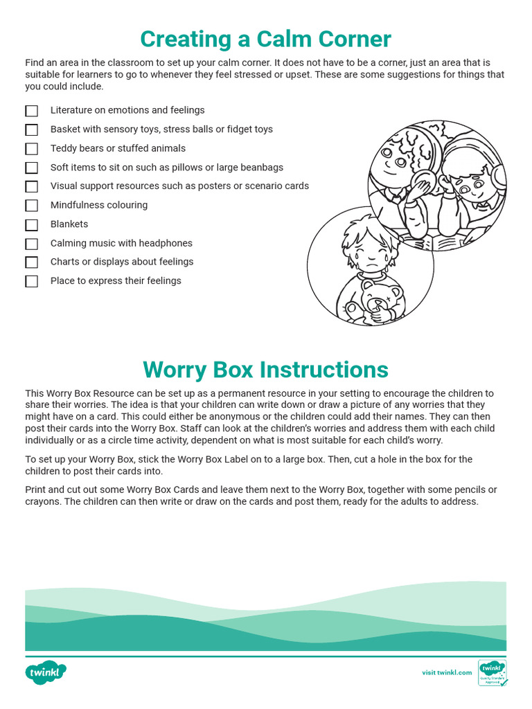 Worry Box Ideas for Classroom Calm Corner | PDF