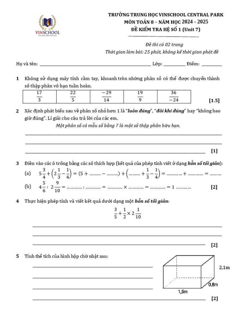 (Grade 8) Unit 7 End - of - Unit Test | PDF