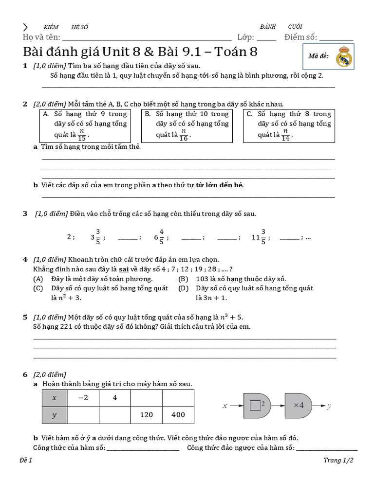 (Grade 8) Unit 8 End - of - Unit Test | PDF