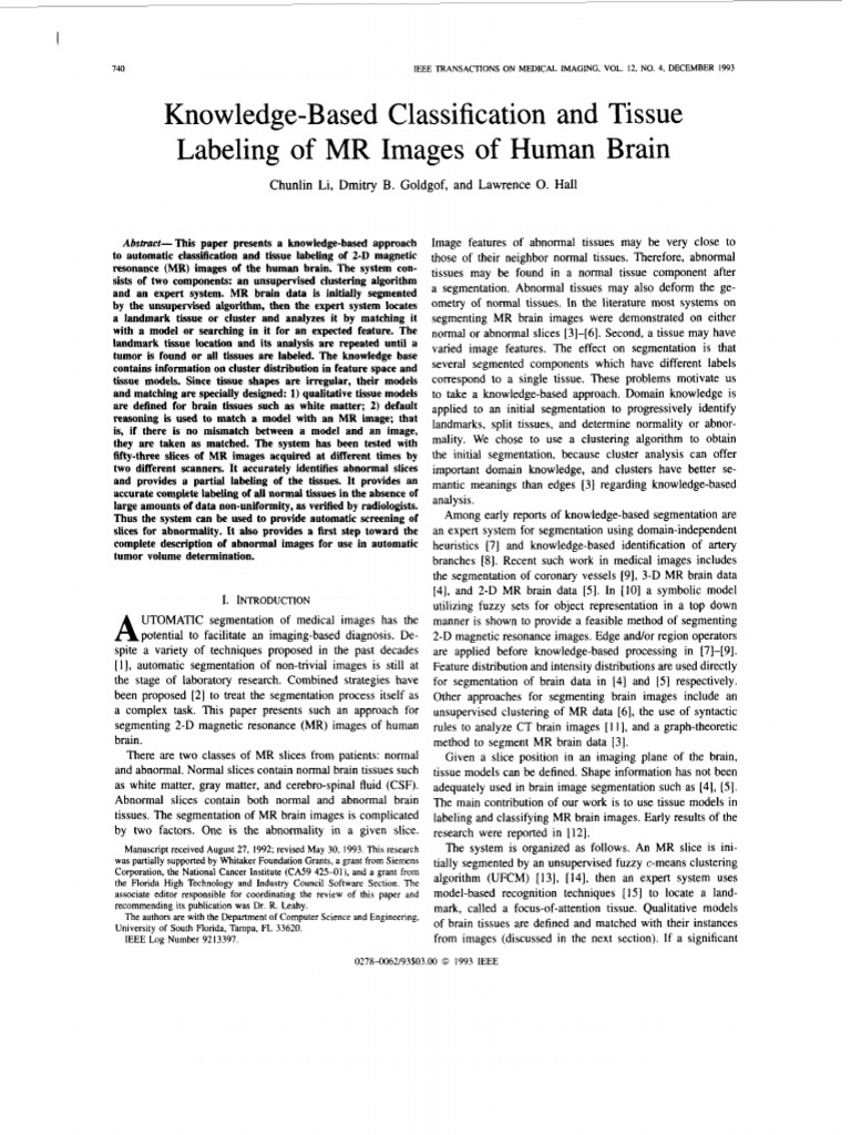 Knowledge-Based Classification and Tissue | PDF | Image Segmentation | Cluster Analysis