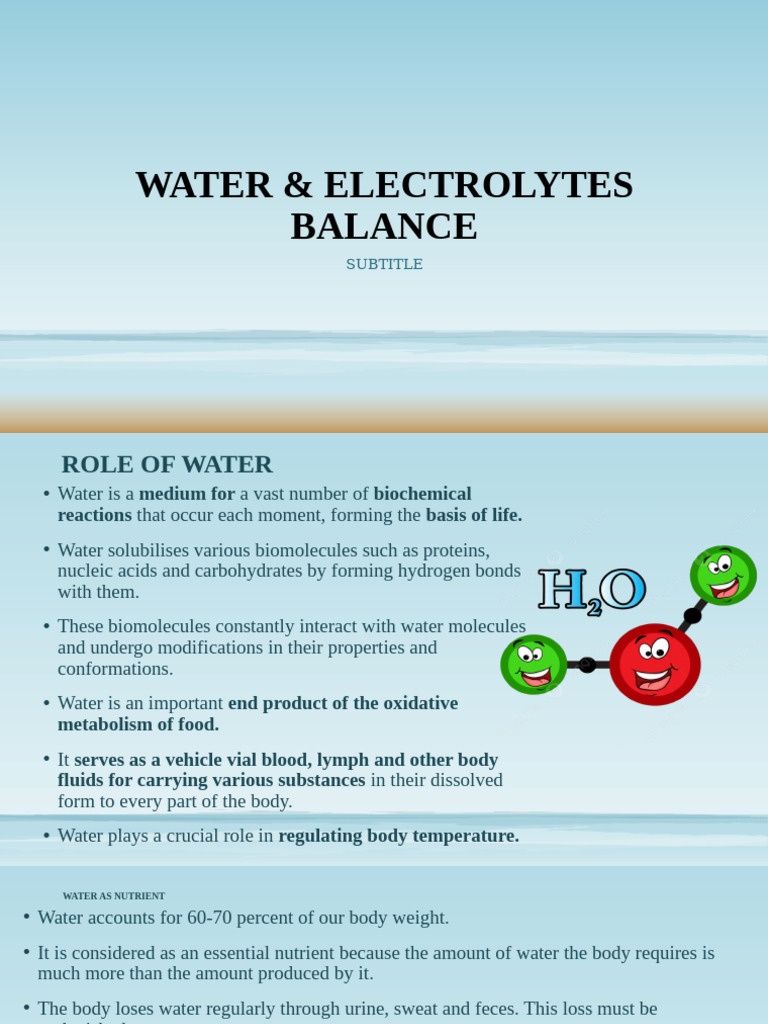 Water & Electrolytes Balance | PDF | Angiotensin | Kidney