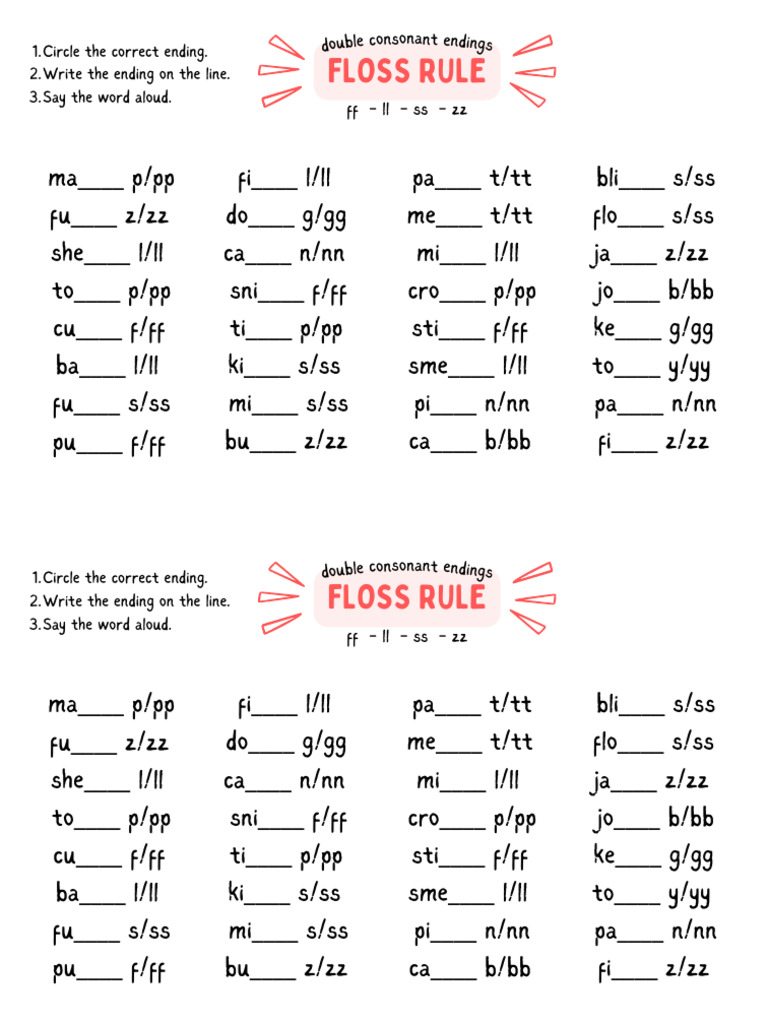 Floss Rule: Double Consonant Endings | PDF