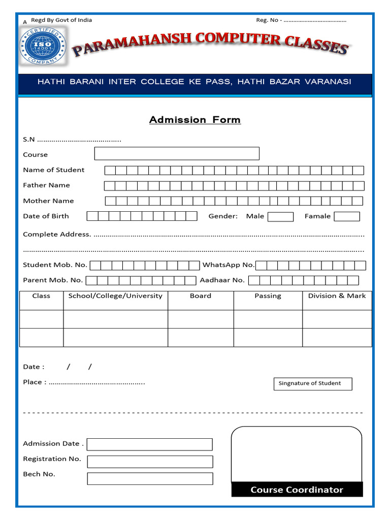 Admission Form | PDF