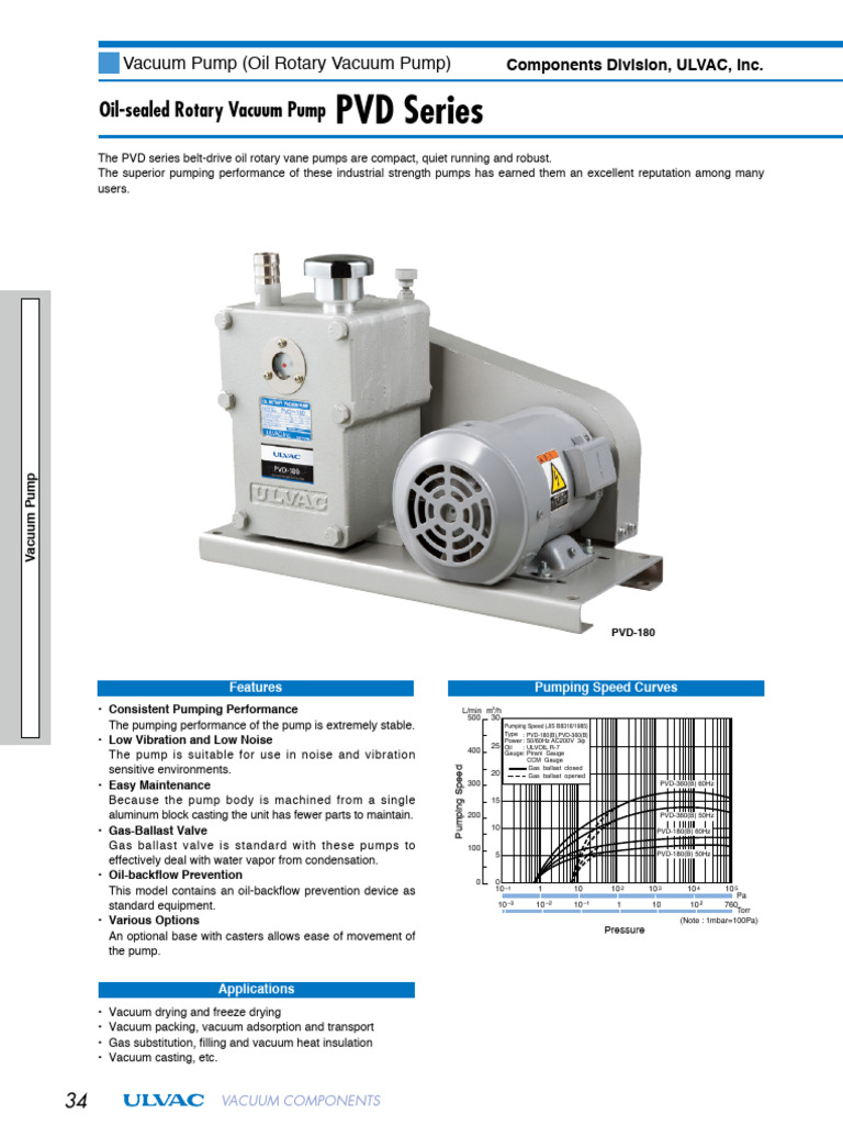 PVD Series Rotary Vacuum Pumps Overview | PDF | Vacuum | Pump