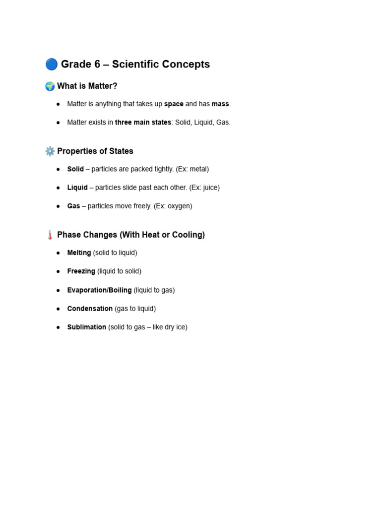 States of Matter Grade 6 | PDF