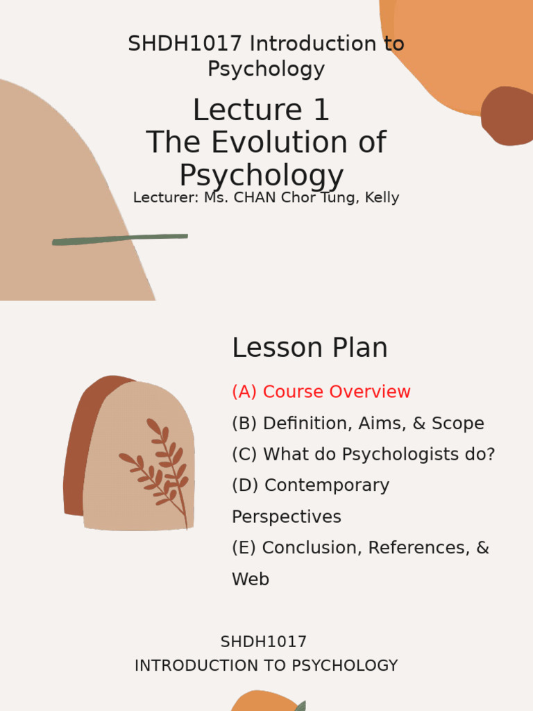 Lecture 1 - The Evolution of Psychology 3 | PDF | Psychology | Psychologist