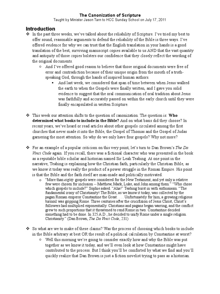 The Canonization of Scripture | Apocrypha | Gospels