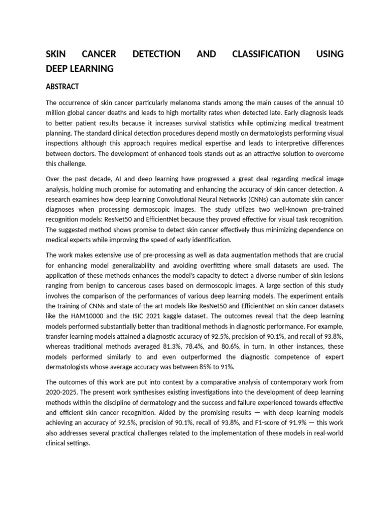 Skin Cancer Detection and Classification Using Deep | PDF | Melanoma ...