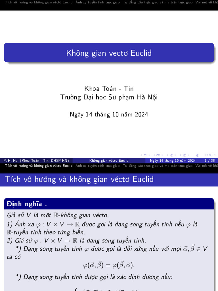 Bài 10-Không Gian Vecto Euclid | PDF