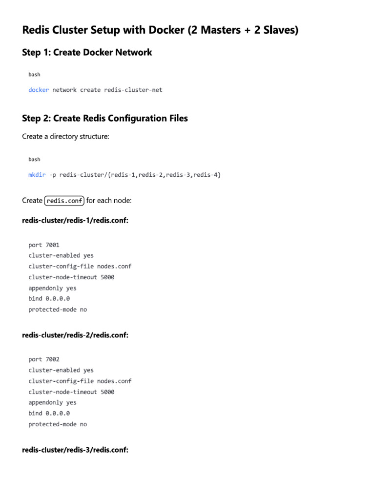 Redis Cluster Setup | PDF