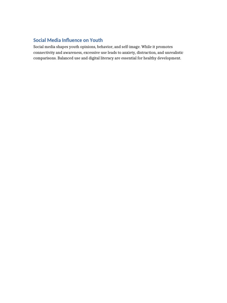 Social Media Influence On Youth | PDF