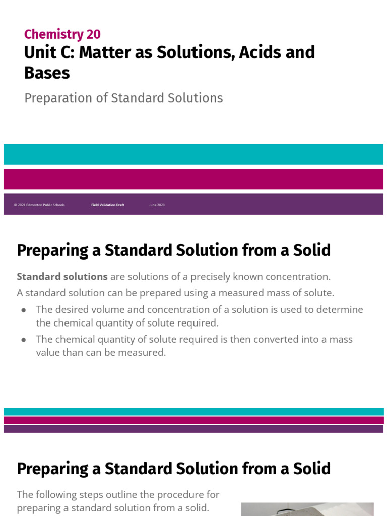 05 - Preparation of Standard Solutions | PDF | Volume | Concentration