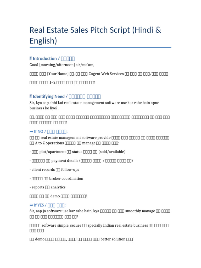 Real Estate Sales Pitch Bilingual | PDF