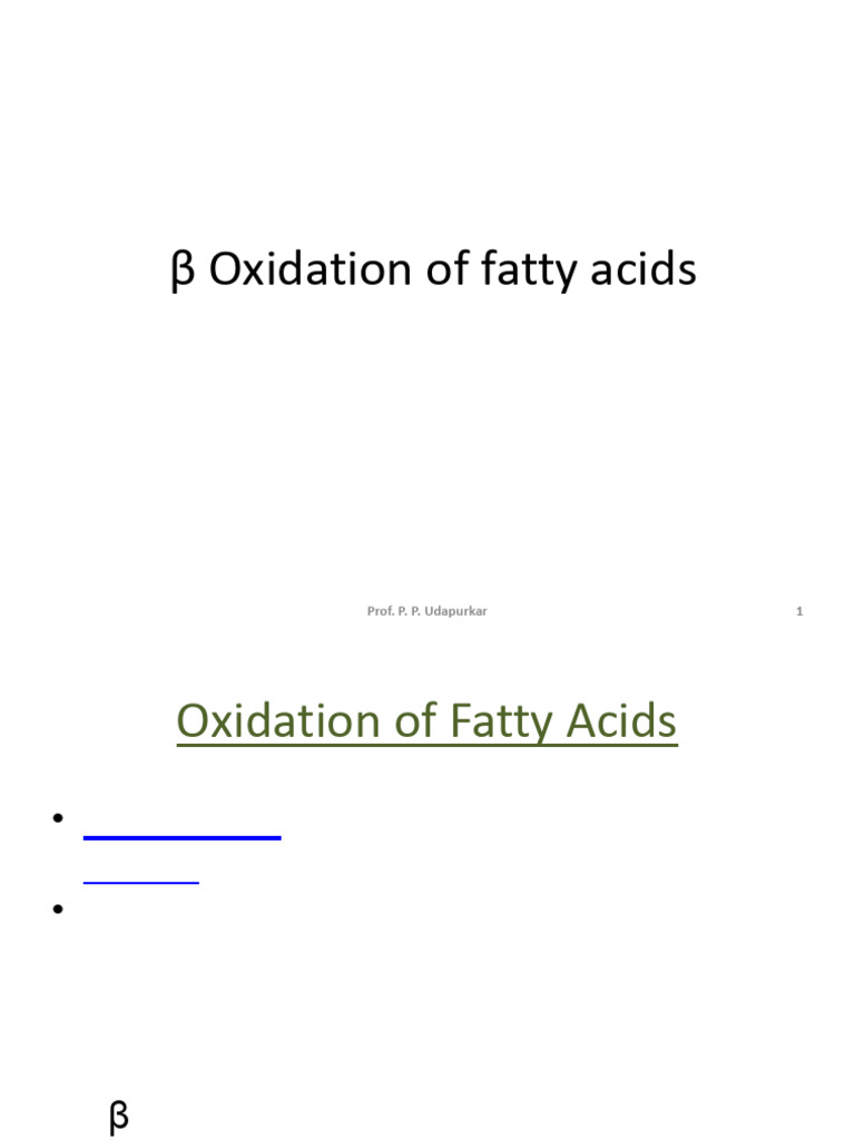 Beta Oxidation of Fatty Acid | PDF | Biomolecules | Biochemistry