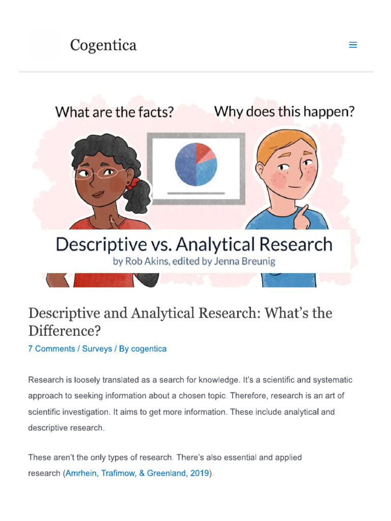 Descriptive Vs Analytical Research | PDF
