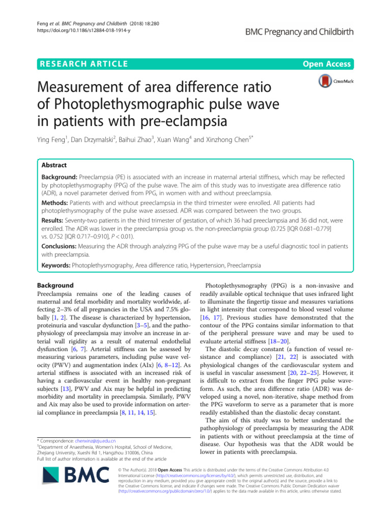 Measurement of Area Difference Ratio of Photoplethysmographic Pulse ...