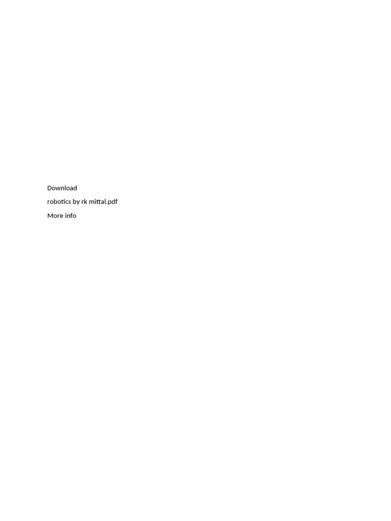 Robotics by RK Mittal PDF Download | PDF