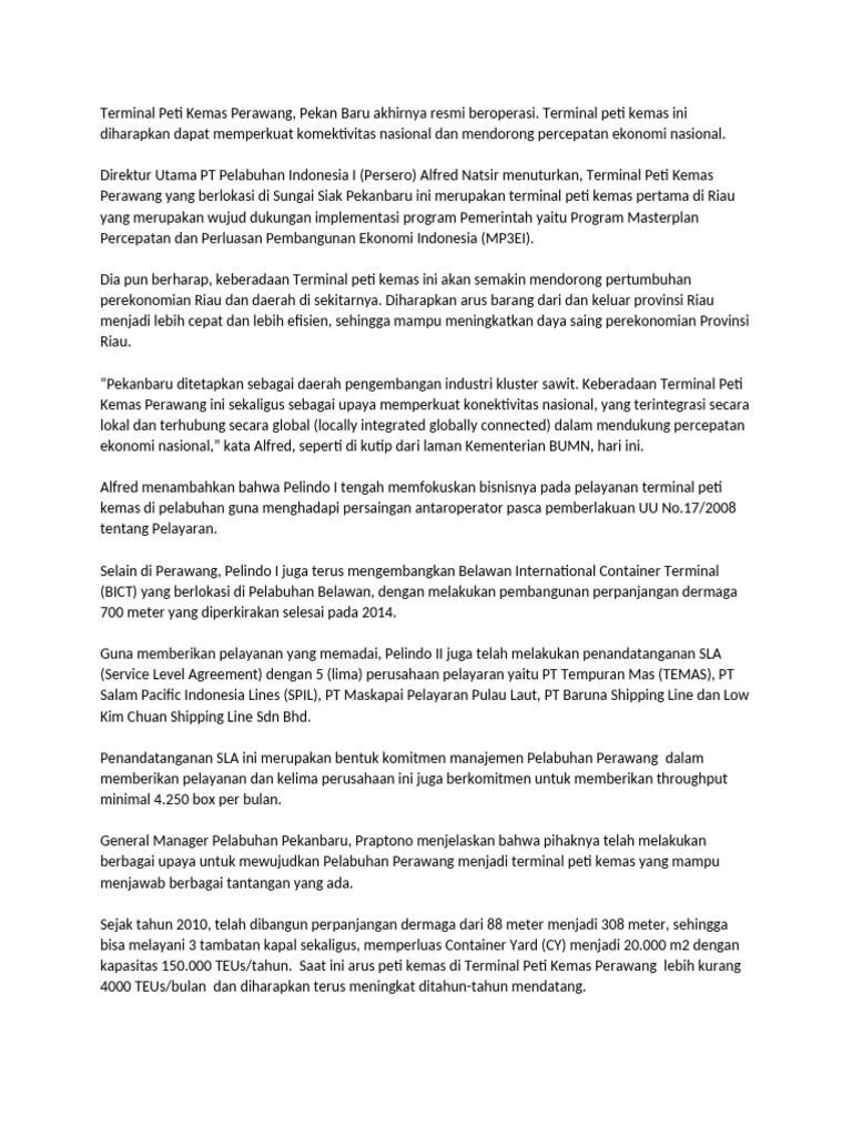 Terminal Peti Kemas Perawang | PDF