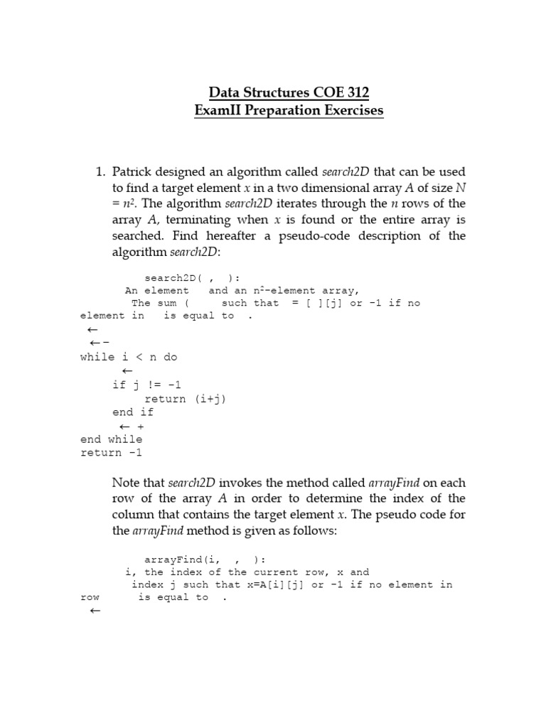 ExamIIPreparationExercises With Bold | PDF | Permutation | Computer Science