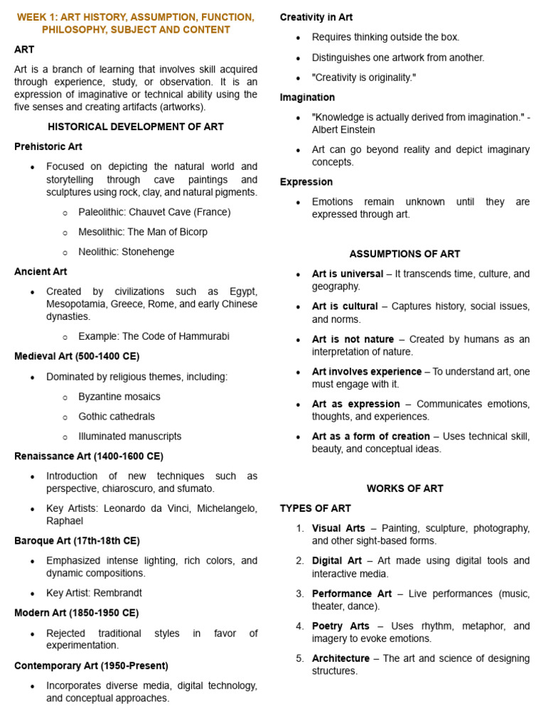 Art Appreciation - Reviewer (Midterm) | PDF | Composition (Visual Arts) | Aesthetics