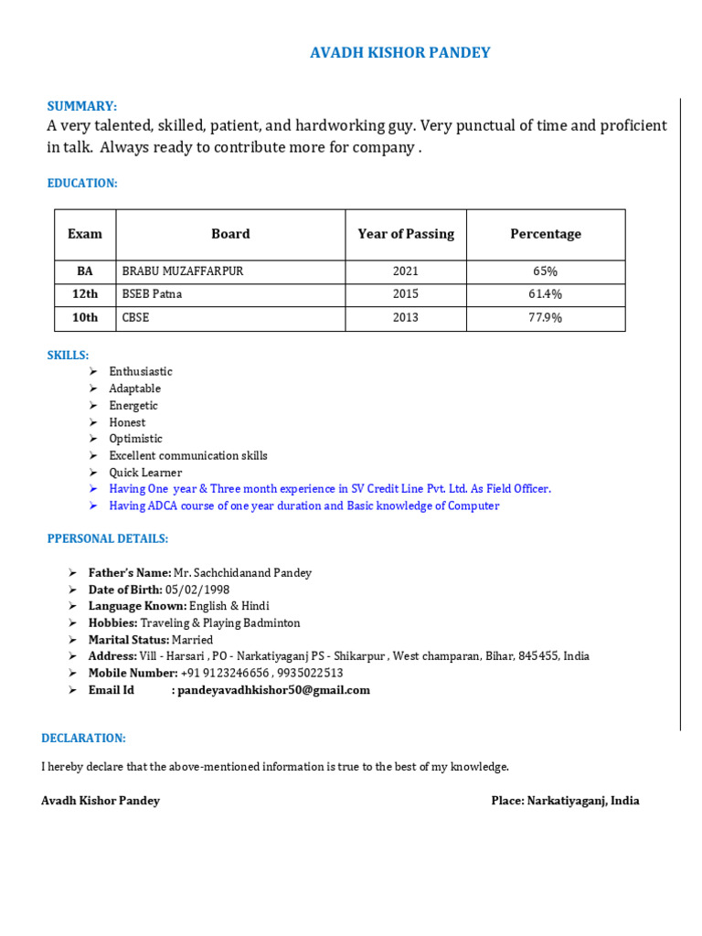 Avadh Resume | PDF