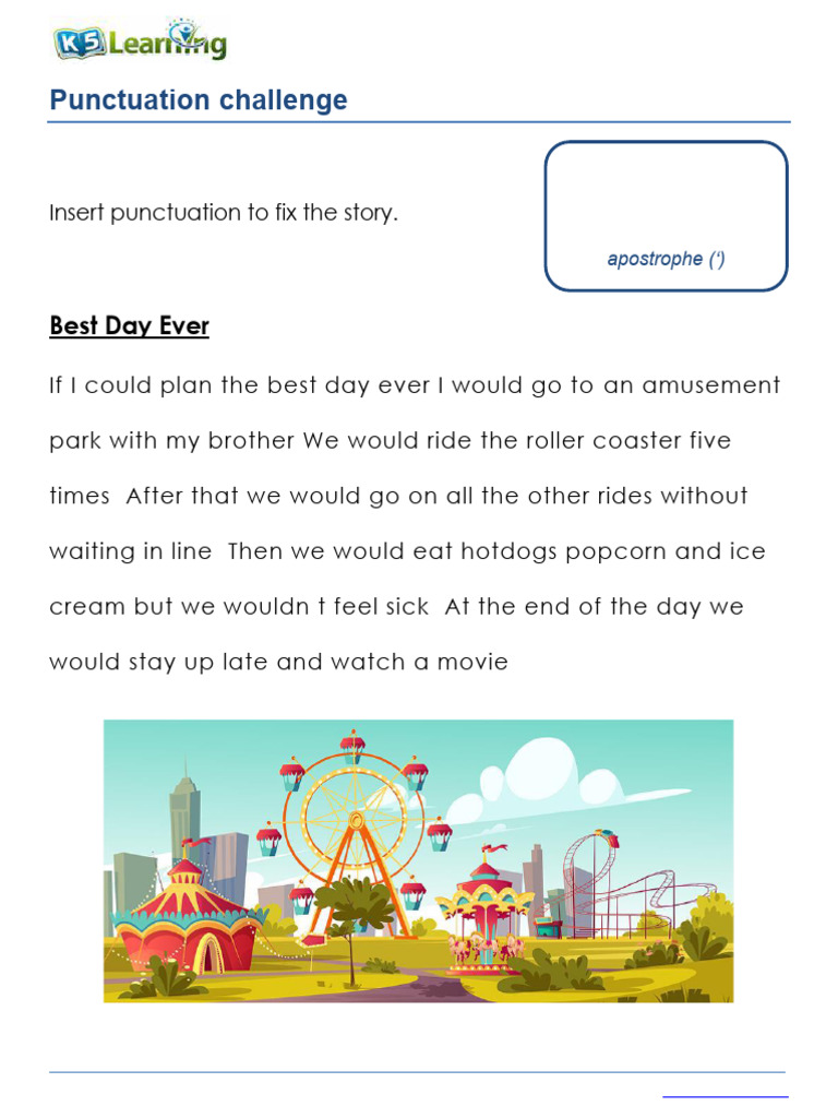 Punctuation Challenge Worksheet 2 | PDF