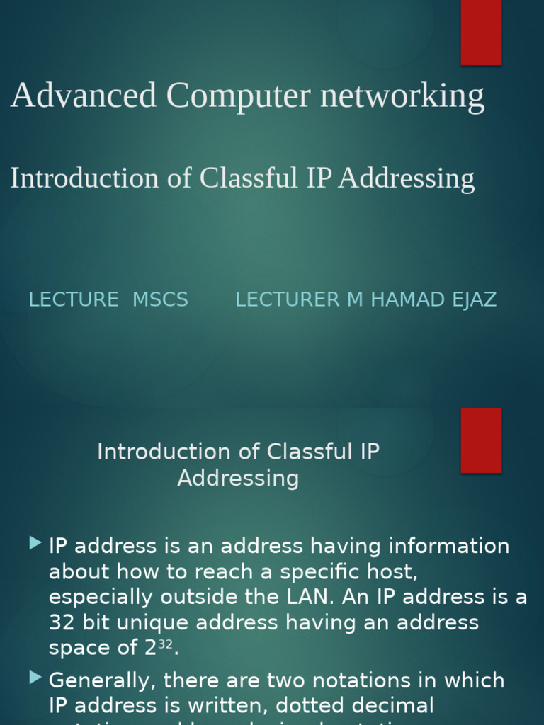 Lecture Classful IP Addressing | PDF | Ip Address | Computing