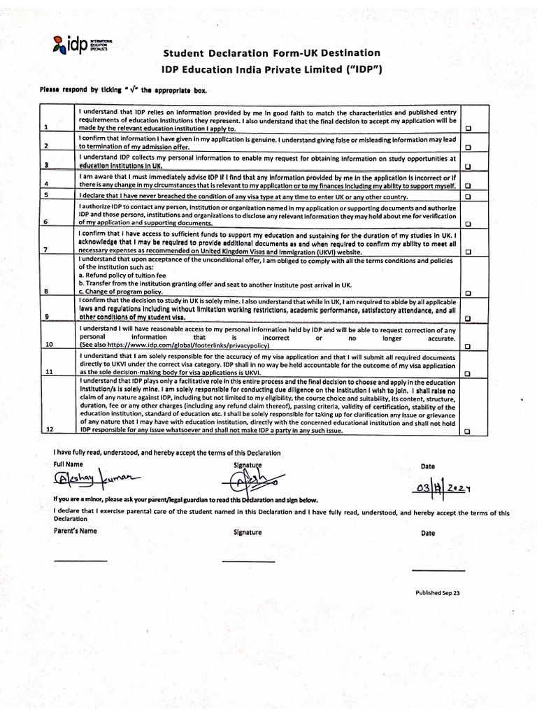 Declaration Idp | PDF