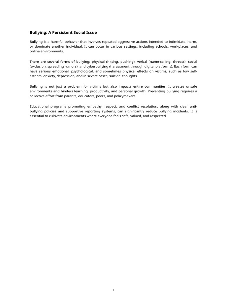 Bullying Essay | PDF
