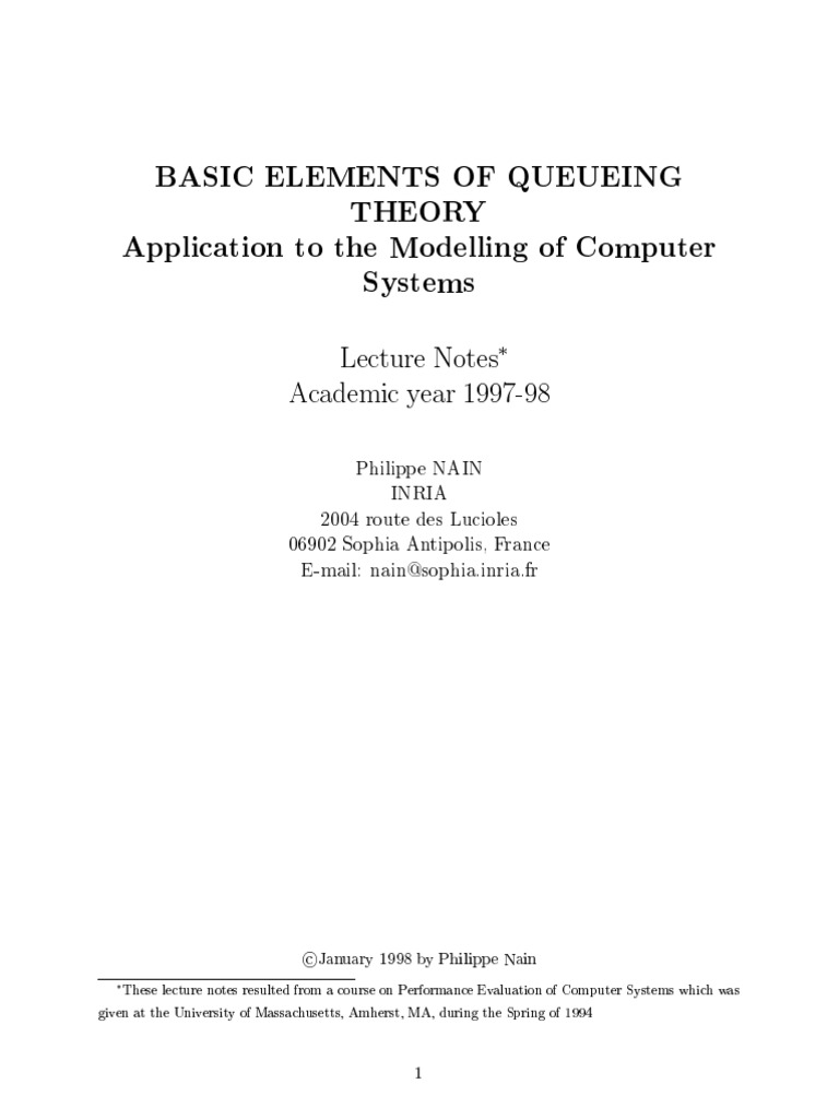 Basic Elements of Queueing Theory | PDF | Probability Theory | Applied Mathematics